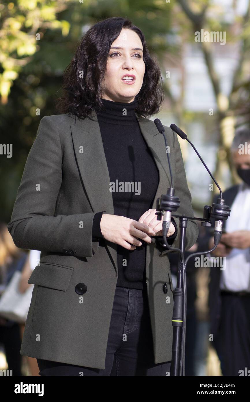 Isabel Díaz Ayuso, during a visit to shops in the Madrid district of ...