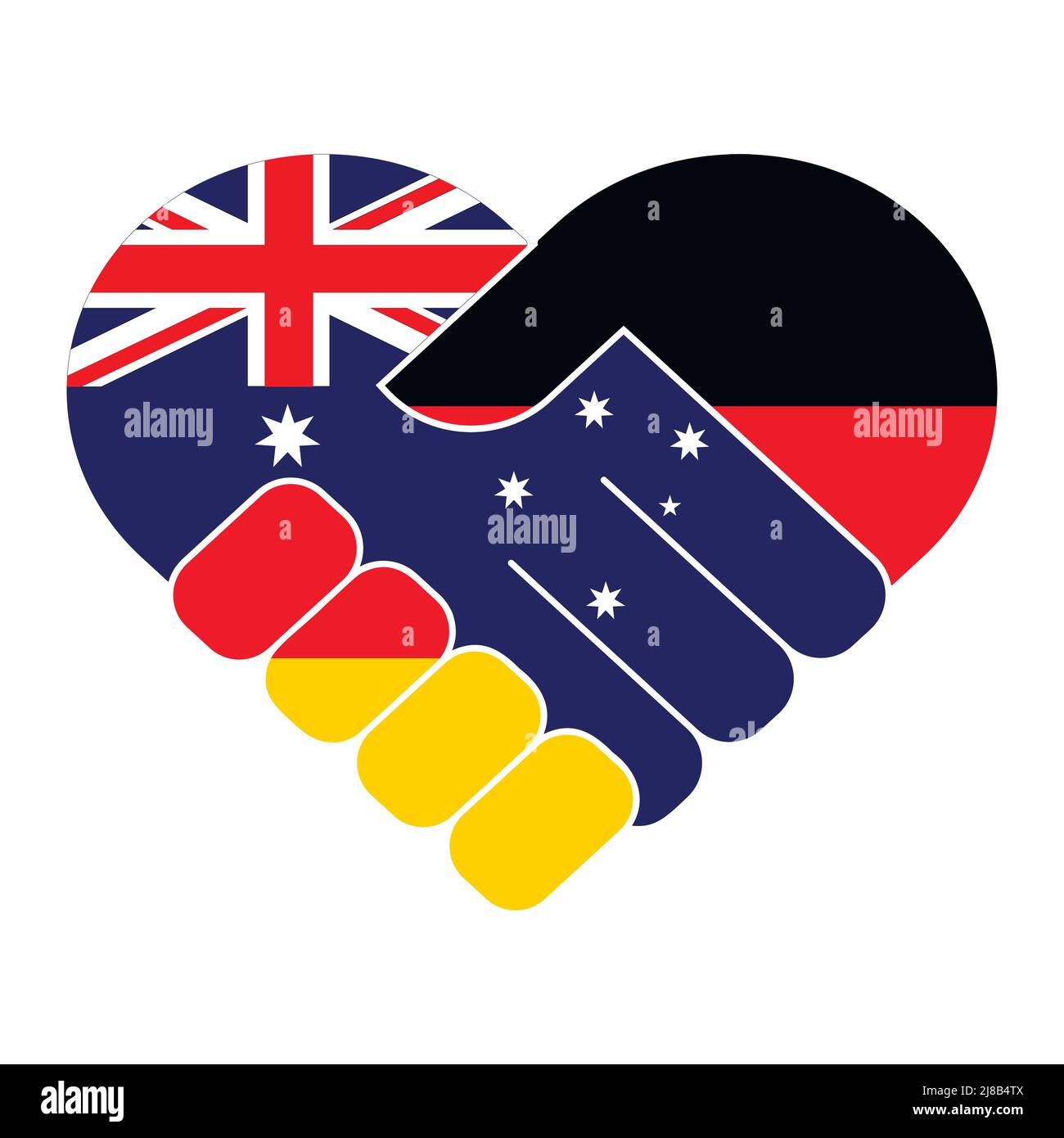 Handshake symbol in the colors of the national flags of Australia and ...