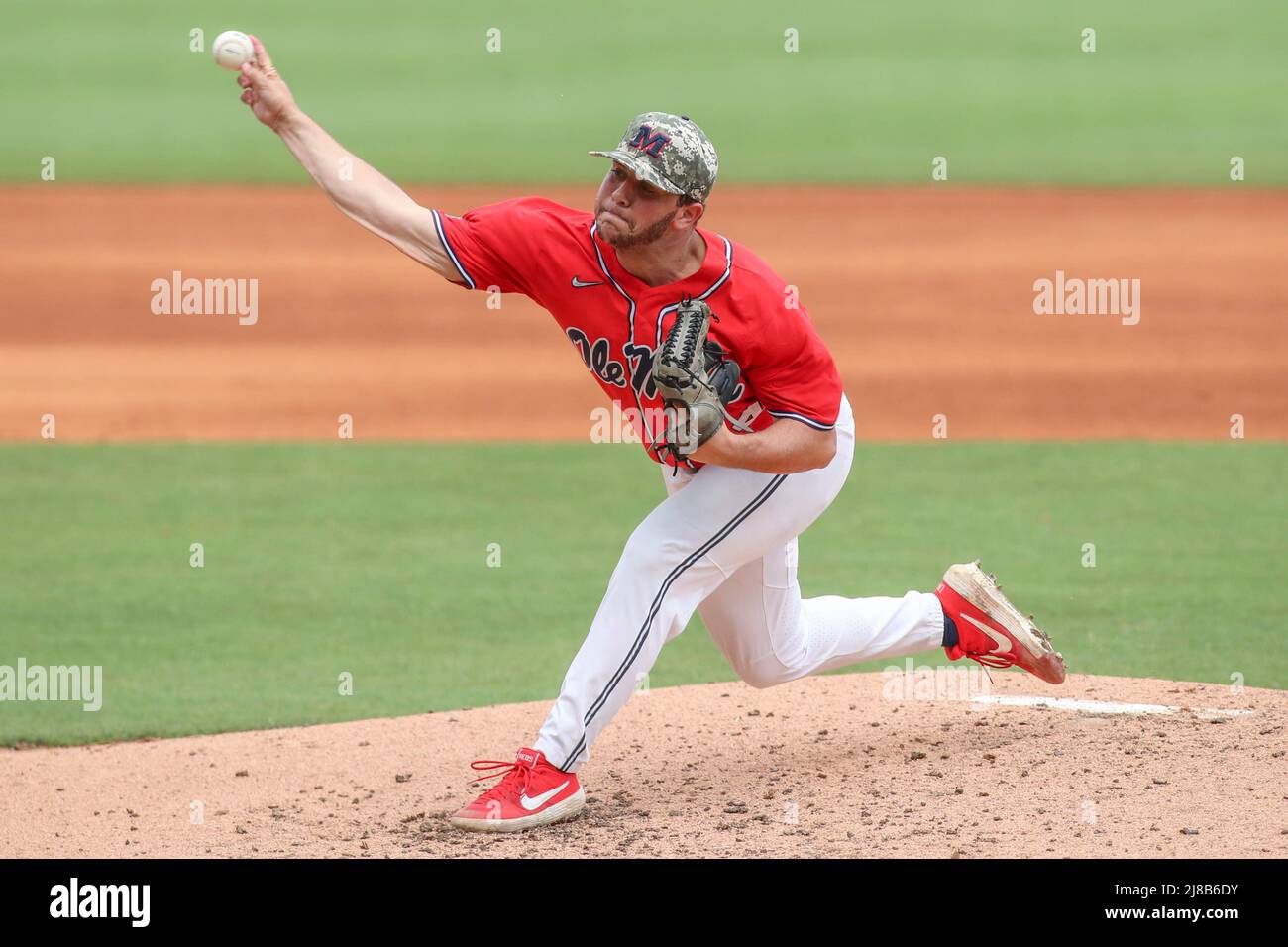 Baton Rouge, LA, USA. 14th May, 2022. Ole Miss pitcher Dylan DeLucia ...