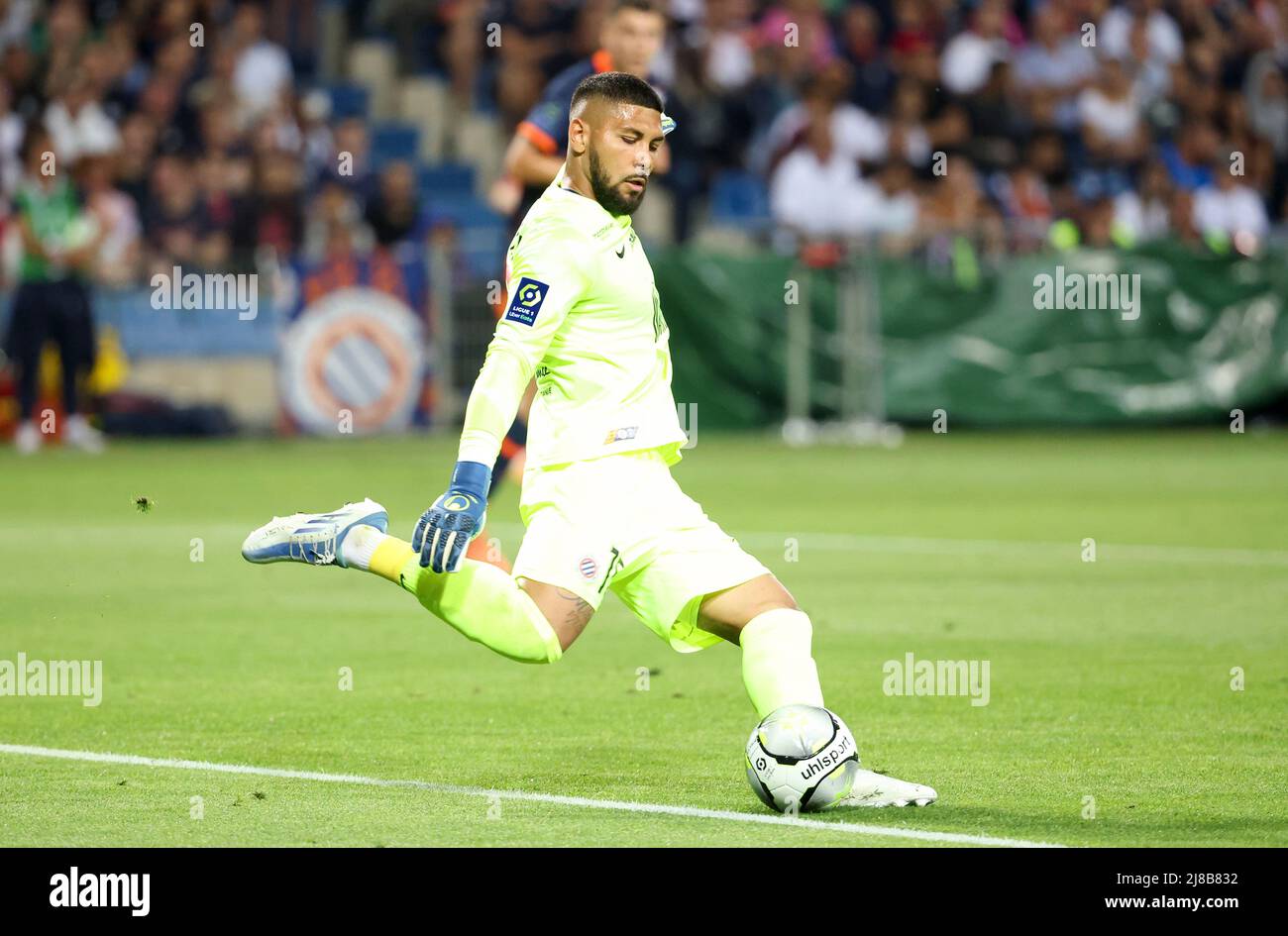 Goalkeeper of Montpellier Dimitry Bertaud during the French ...