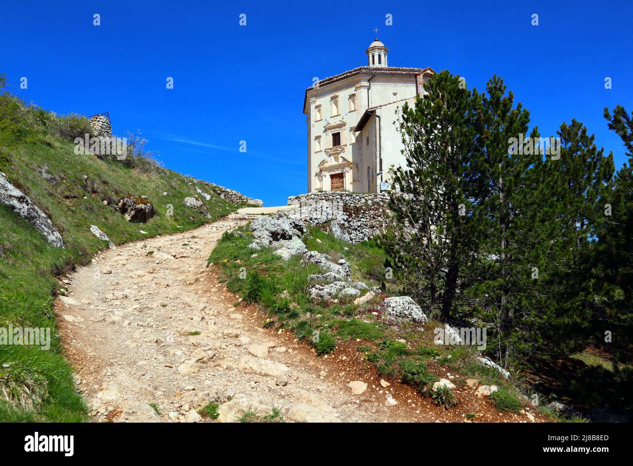 Santa Maria della Pietà Church near the fortress of Rocca Calascio ...