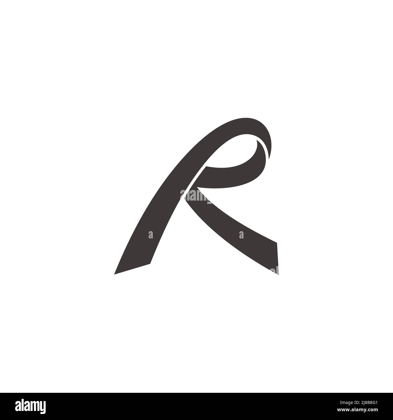 letter r simple curves 3d line flat logo vector Stock Vector Image ...
