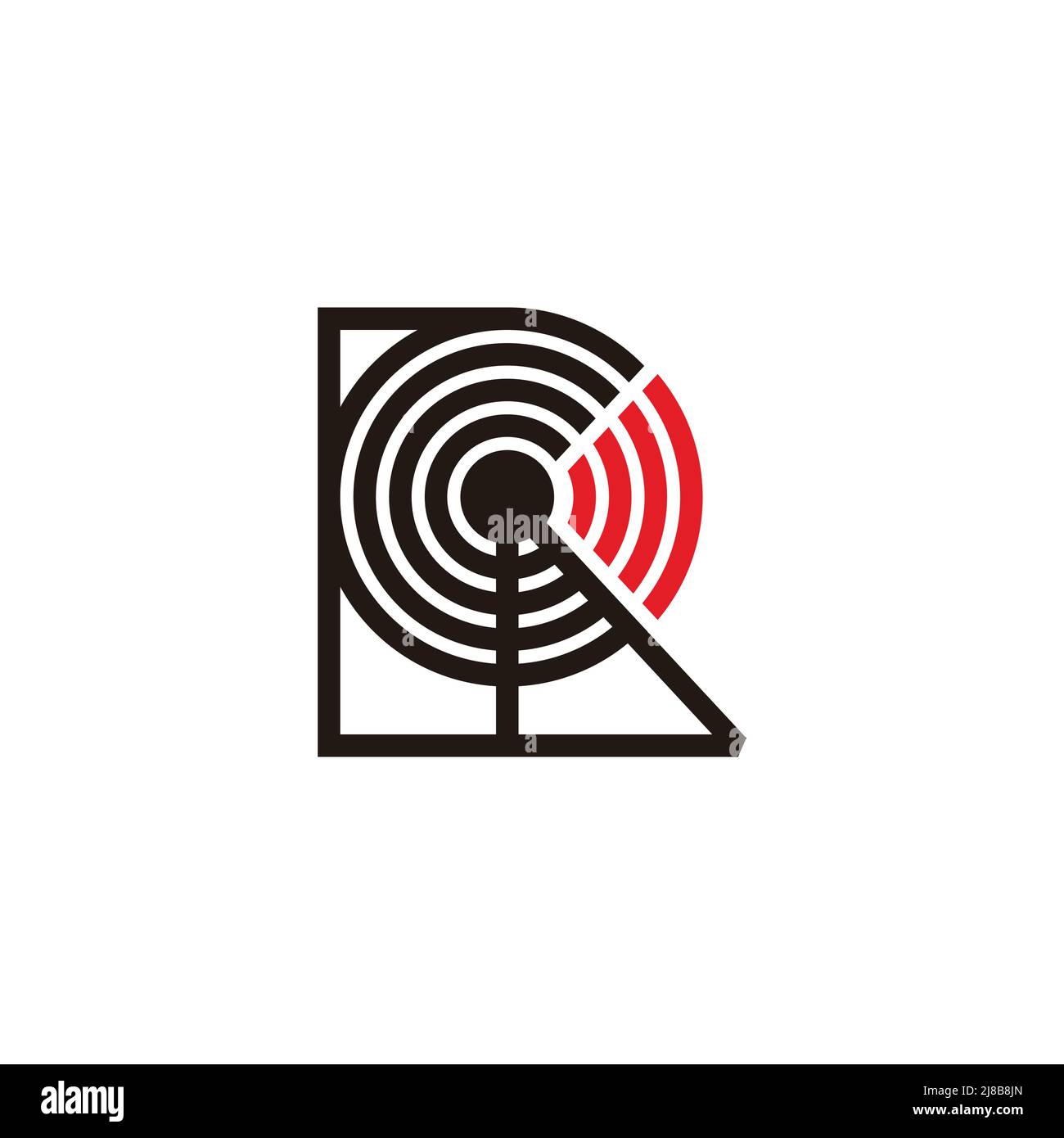 letter r radio signal aerial tower antenna symbol logo vector Stock ...