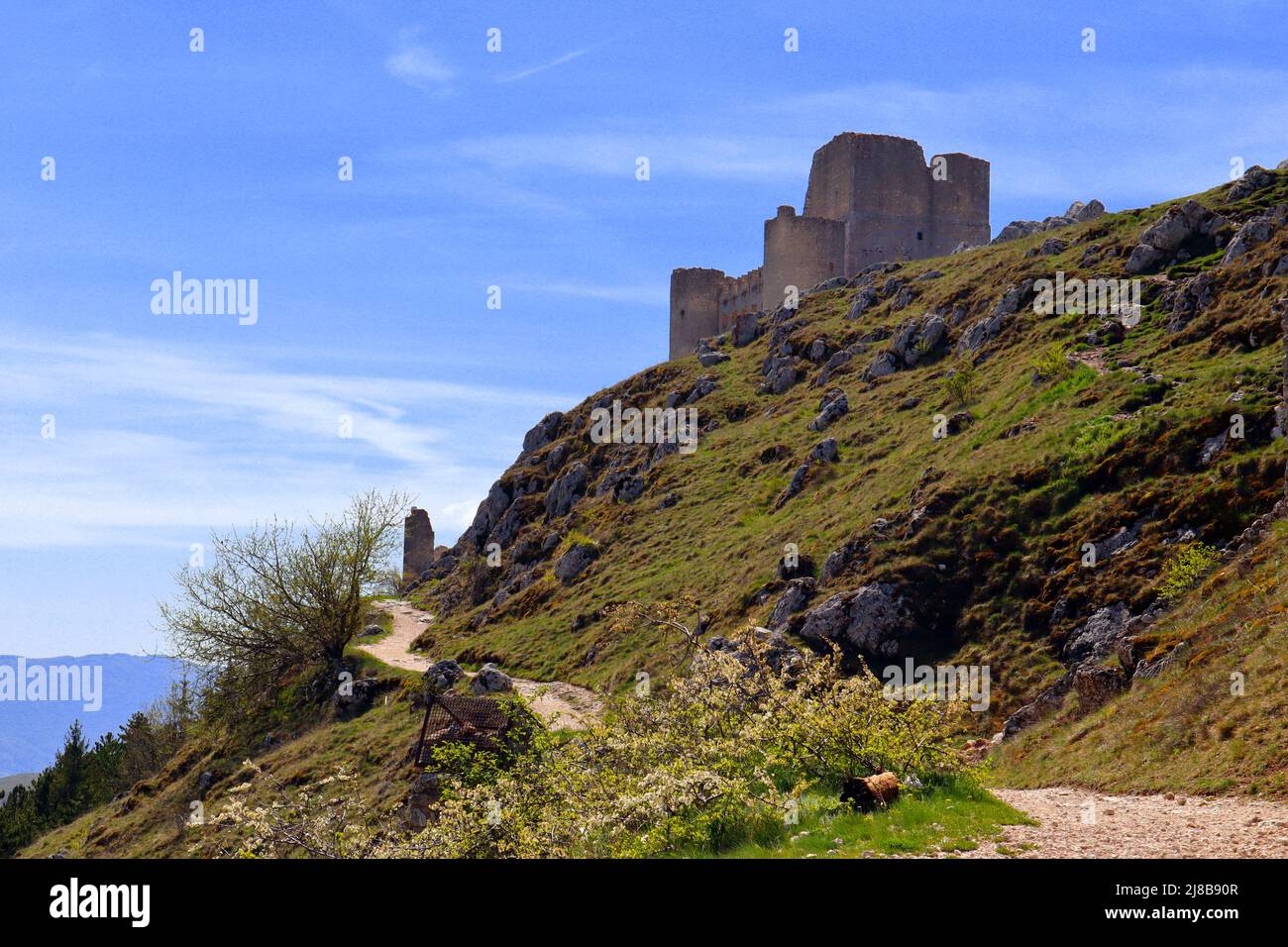 Rocca Calascio, mountaintop medieval fortress. The Castle of Rocca ...