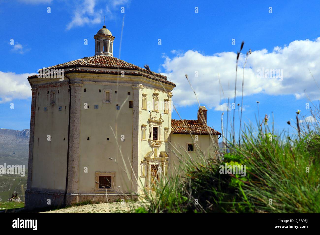 Santa Maria della Pietà Church near the fortress of Rocca Calascio ...