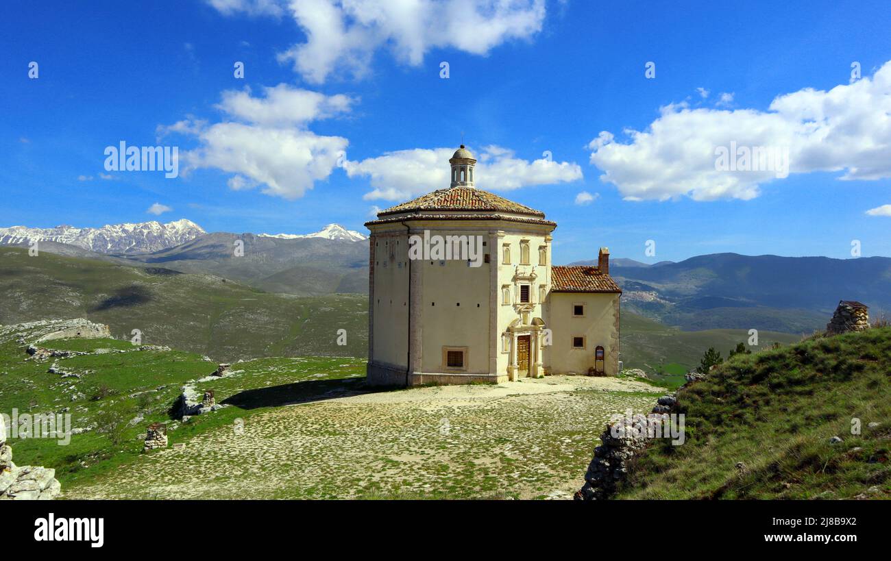 Santa Maria della Pietà Church near the fortress of Rocca Calascio ...