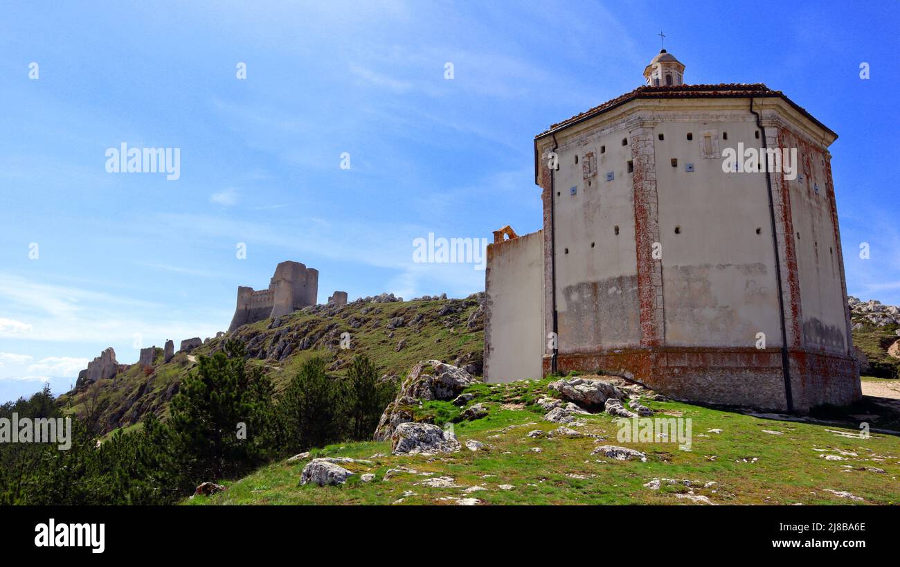 Santa Maria della Pietà Church near the fortress of Rocca Calascio ...