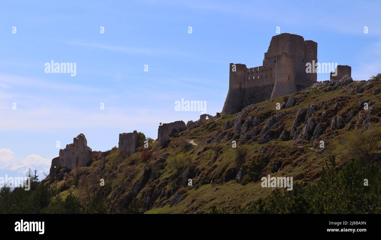 Rocca Calascio, mountaintop medieval fortress. The Castle of Rocca ...