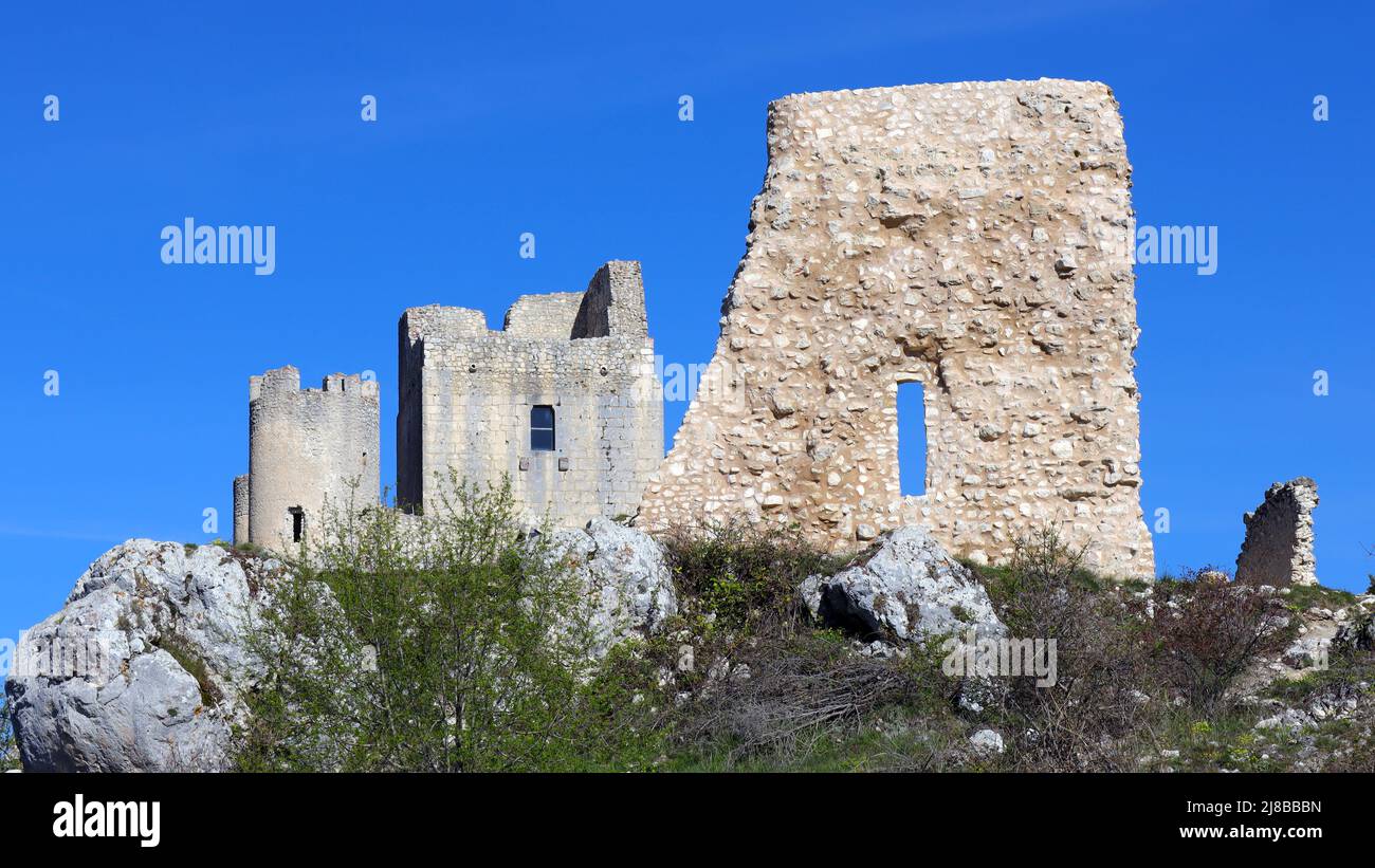 Rocca Calascio, mountaintop medieval fortress. The Castle of Rocca ...