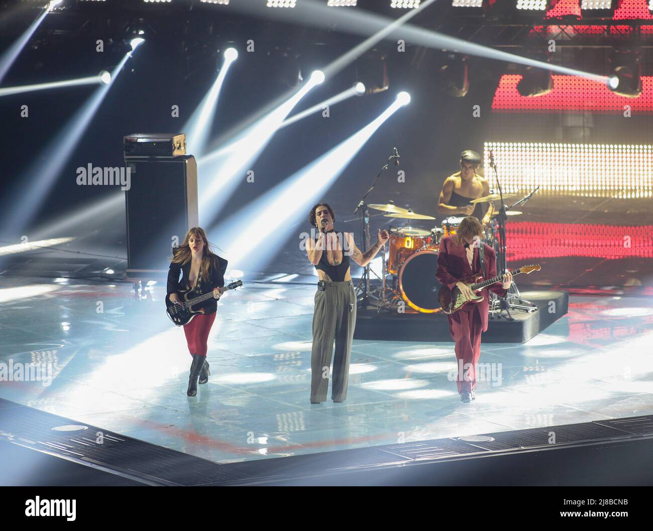 The Maneskin performing during the Eurovision Song Contest Grand Final ...