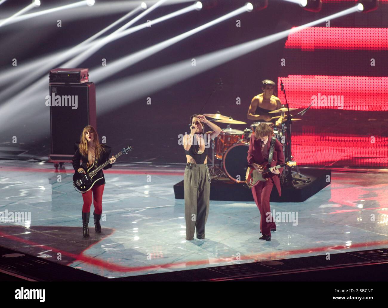 The Maneskin performing during the Eurovision Song Contest Grand Final ...