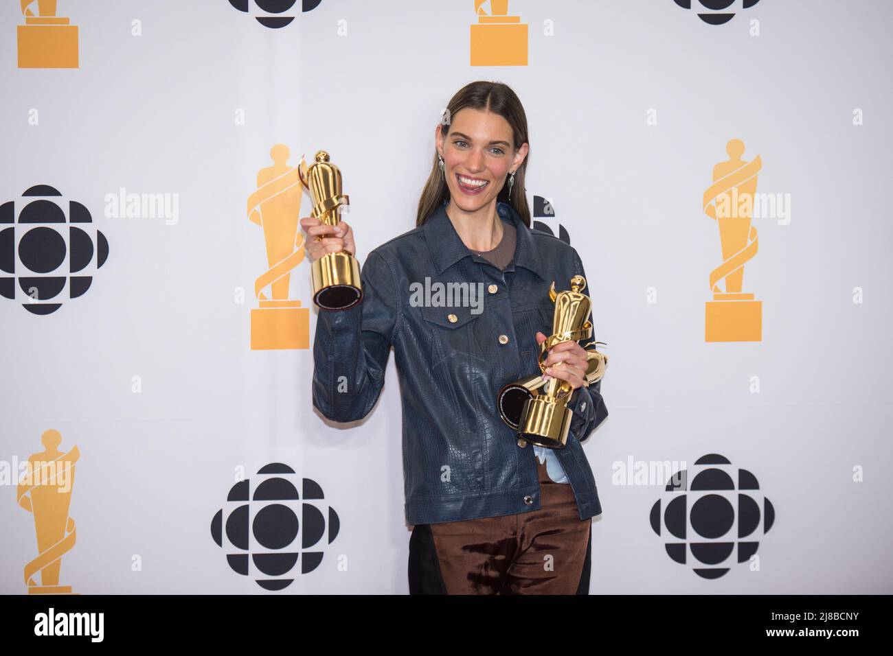 Charlotte Cardin poses for a photograph at the media wall after winning ...