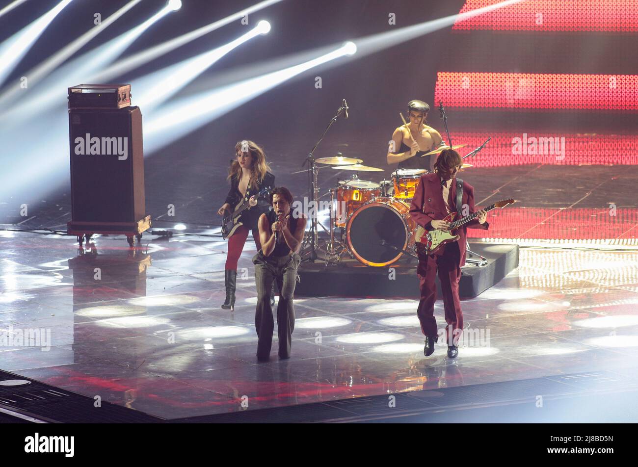 The Maneskin performing during the Eurovision Song Contest Grand Final ...