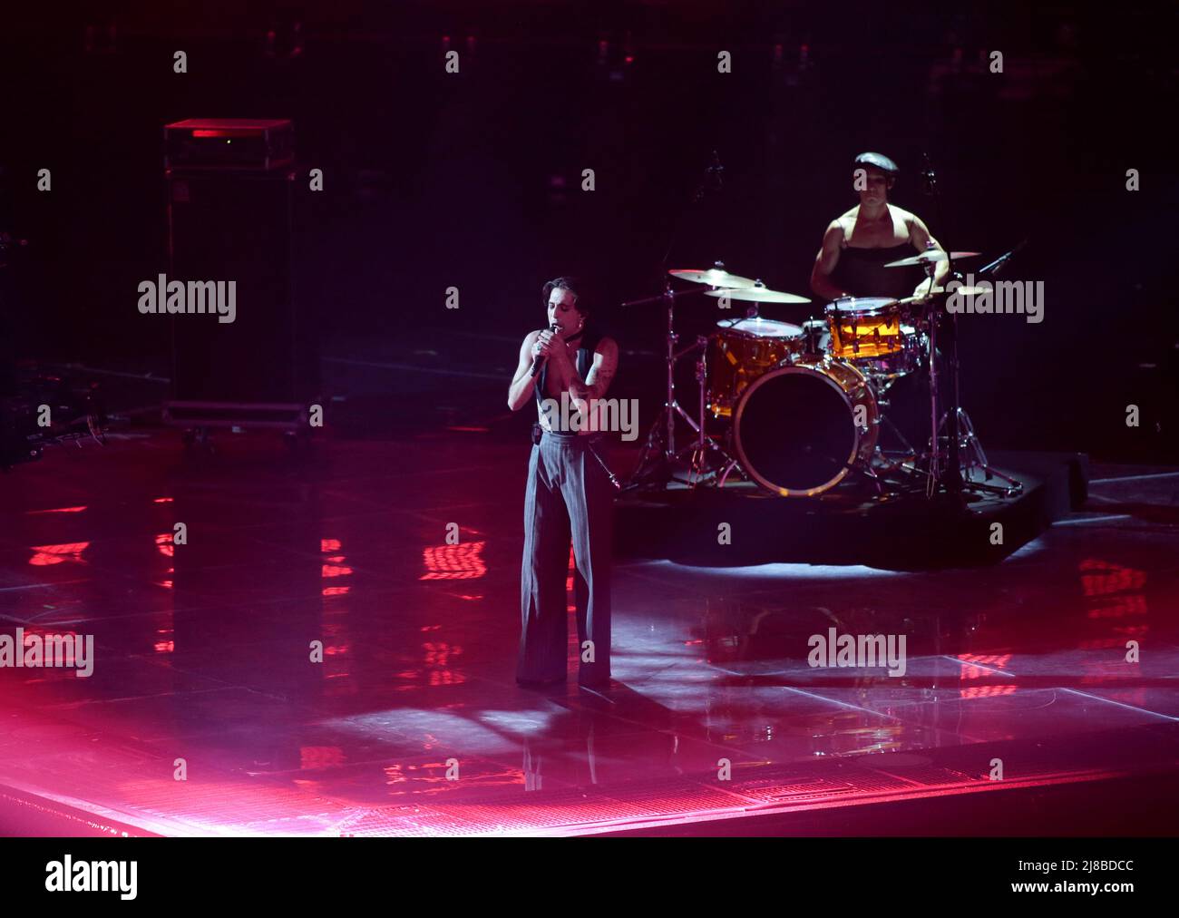 The Maneskin performing during the Eurovision Song Contest Grand Final ...