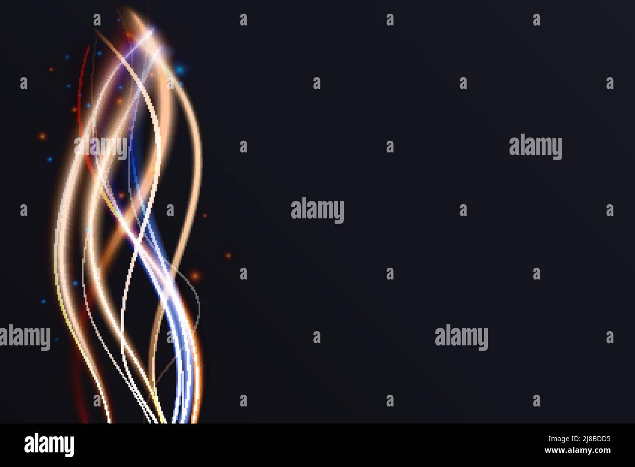 Luminous energy wavy lines, abstract light effect vector illustration ...