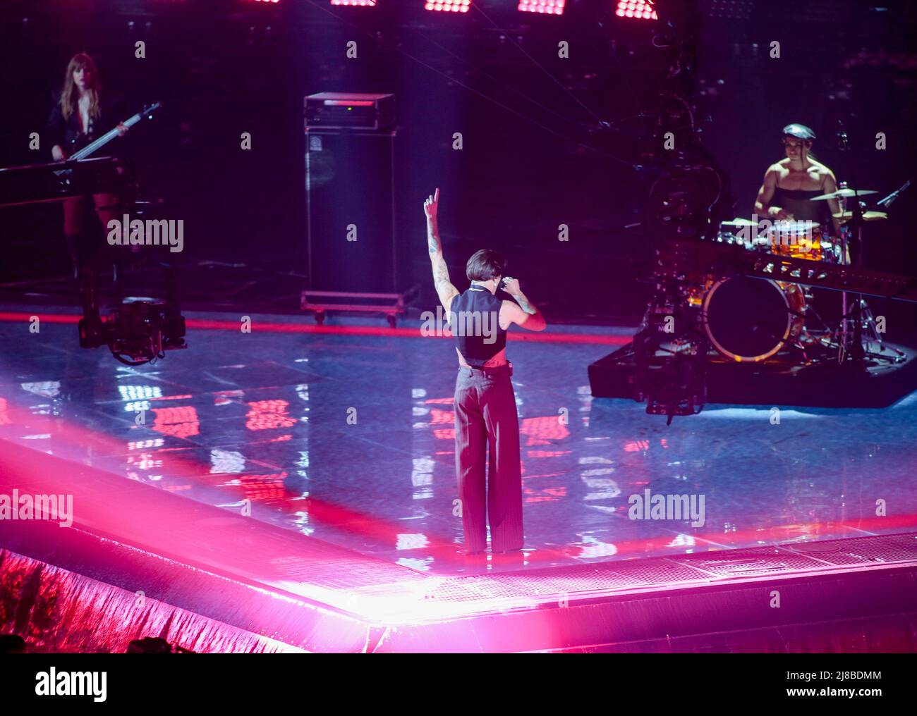 The Maneskin performing during the Eurovision Song Contest Grand Final ...