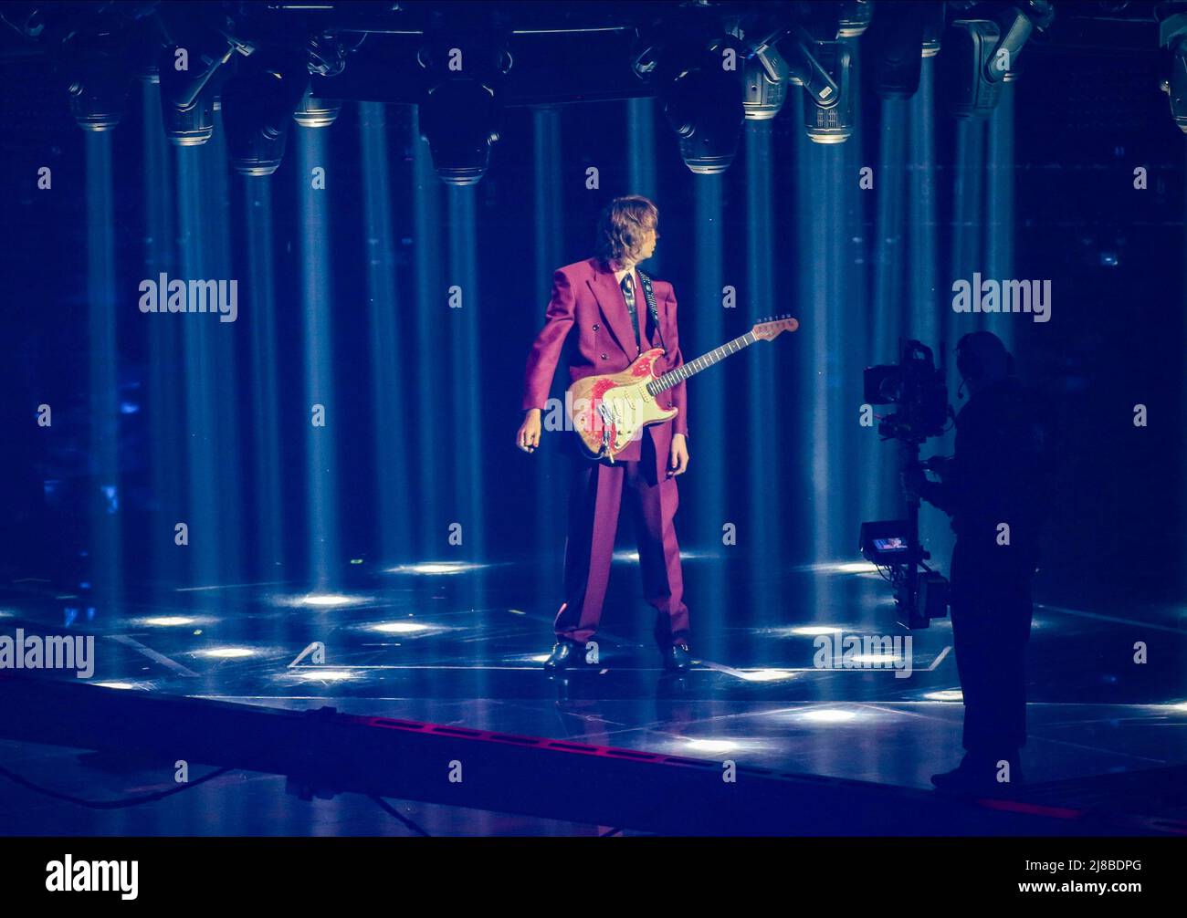 The Maneskin performing during the Eurovision Song Contest Grand Final ...