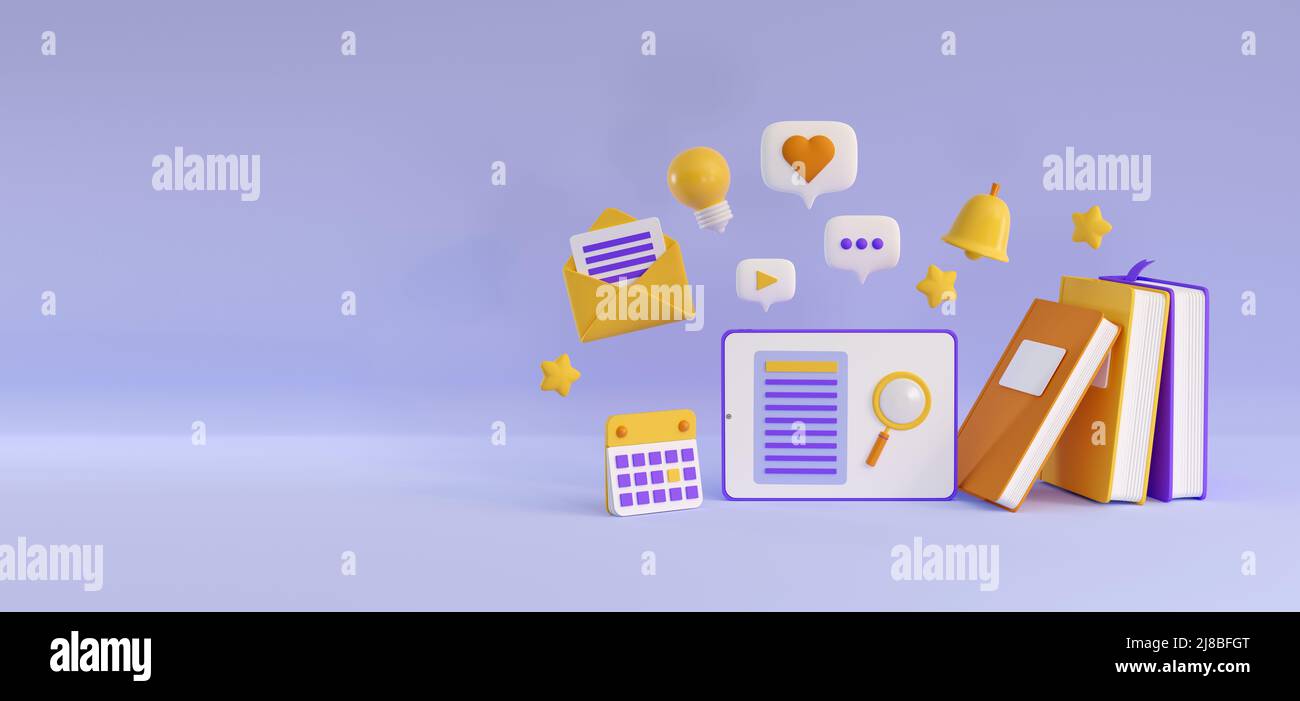 3d education concept poster for university and school. Stack of the ...