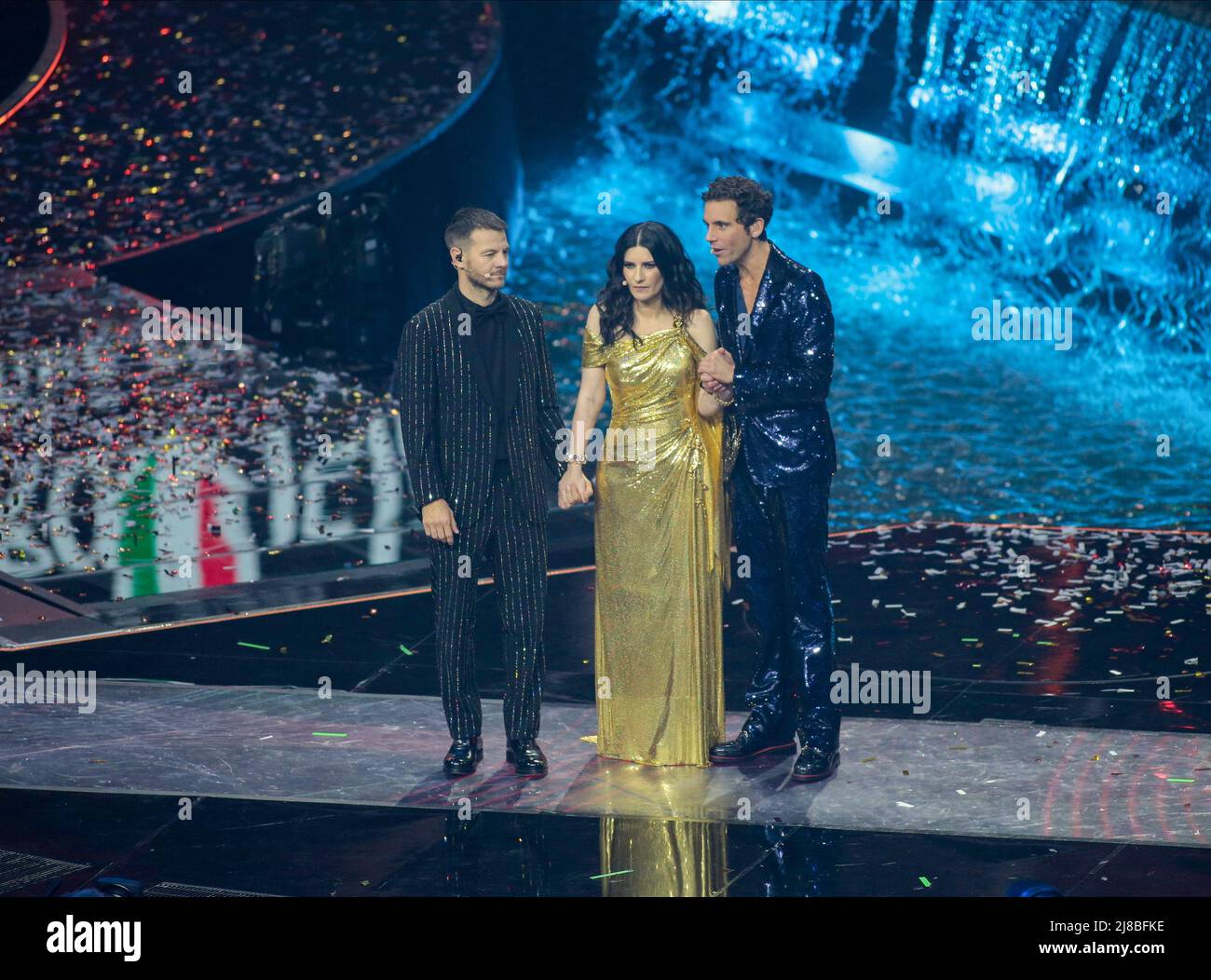 Turin, Italy. 14th May, 2022. Alessandro Catelan, Laura Pausini and ...