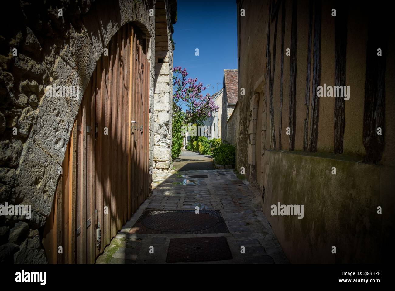 Street view on the medieval city of Provins which owned to the world ...