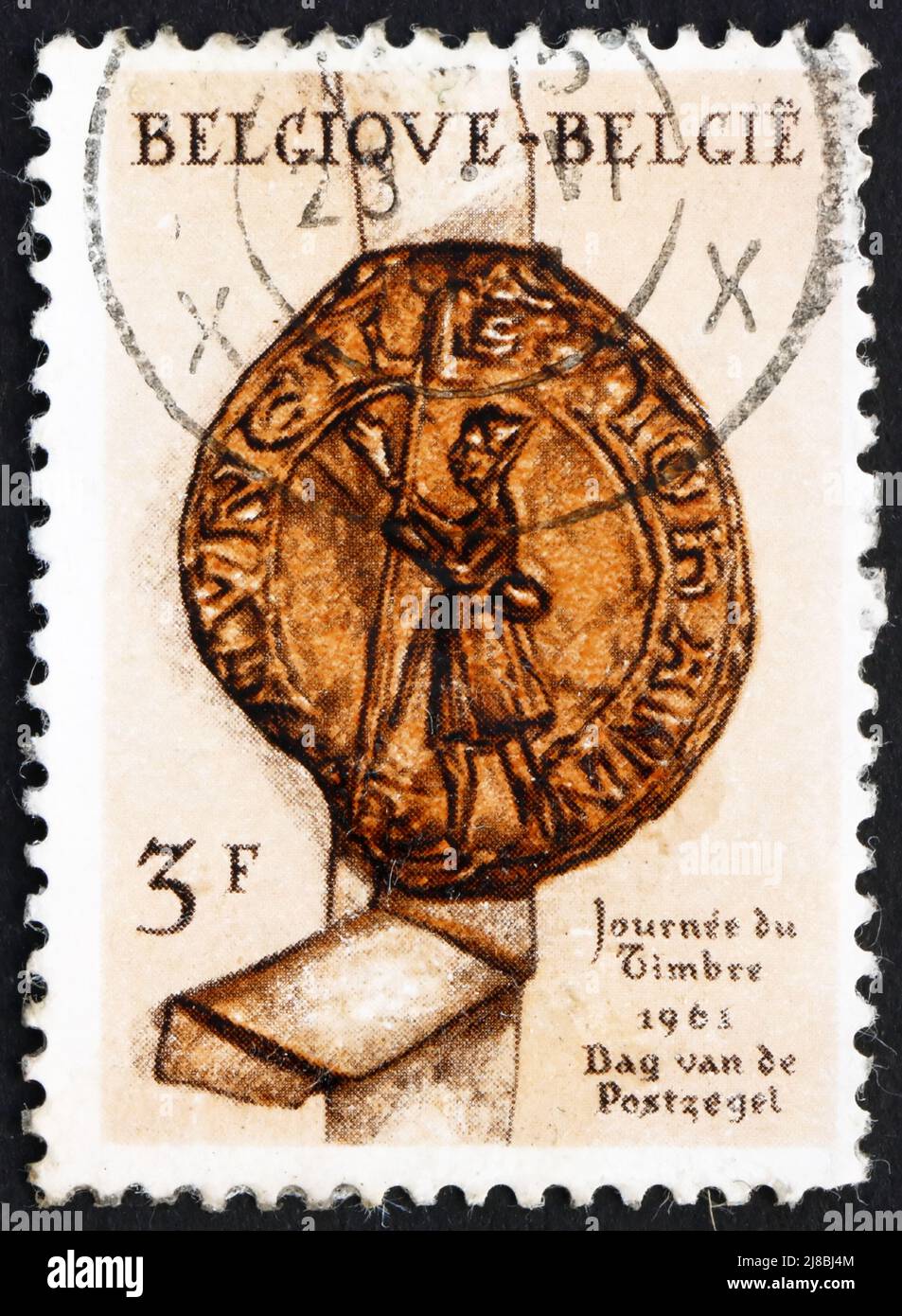 BELGIUM - CIRCA 1961: a stamp printed in the Belgium shows Seal of Jan ...