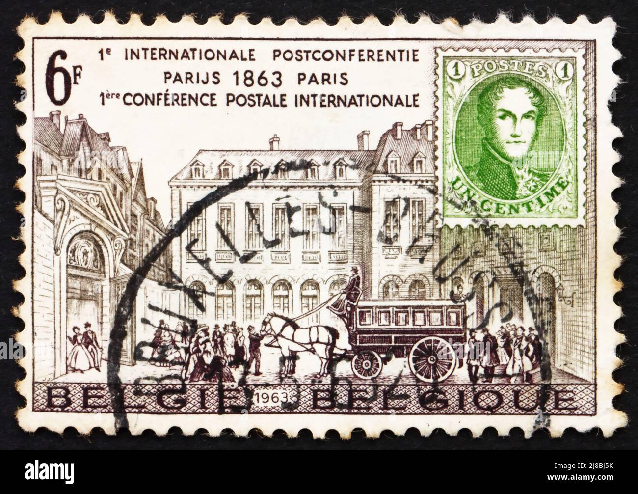 BELGIUM - CIRCA 1963: a stamp printed in the Belgium shows Hotel des ...