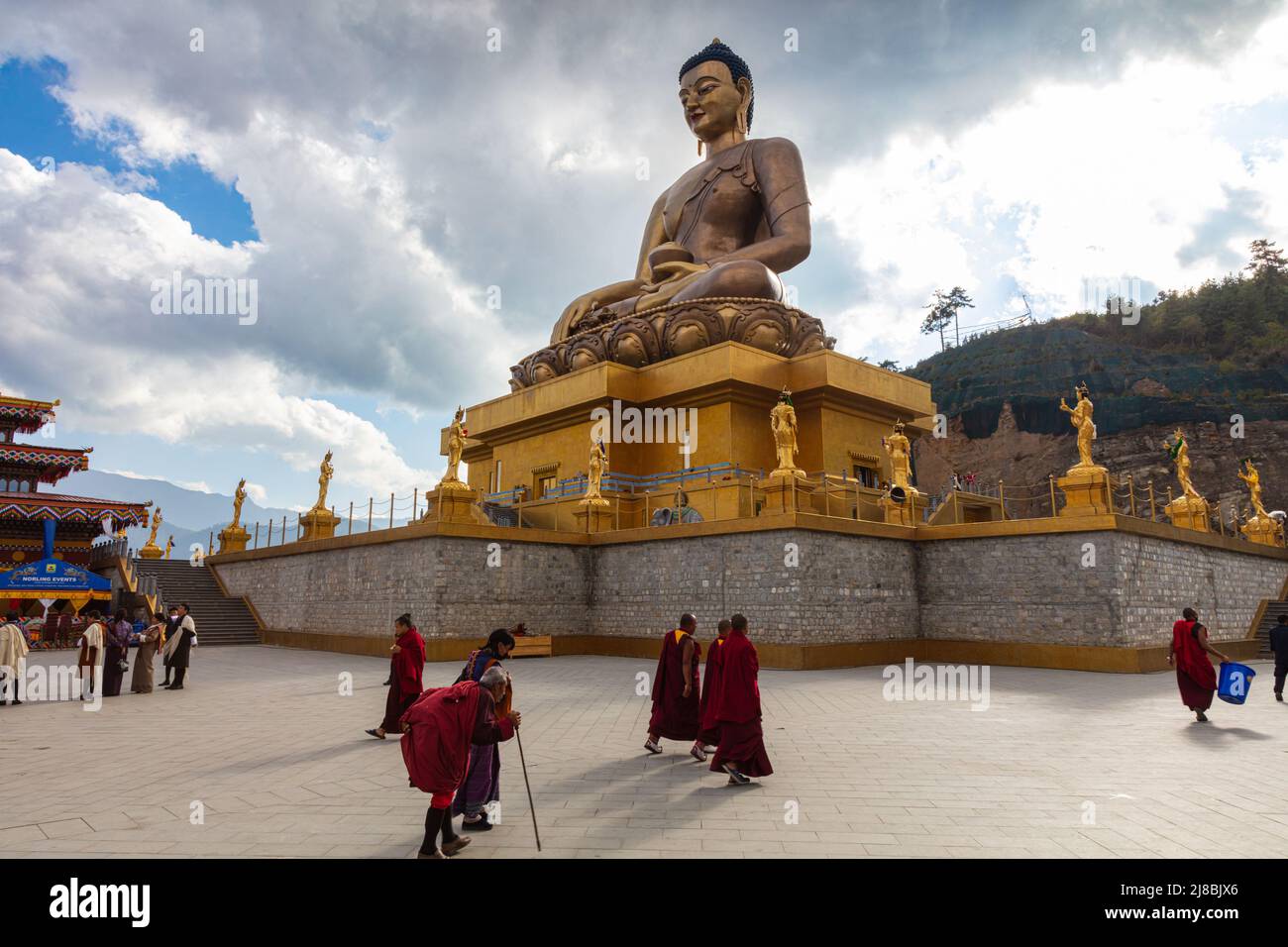 Thimphu, Bhutan - October 25, 2021: Buddha Dordenma statue on the hills ...