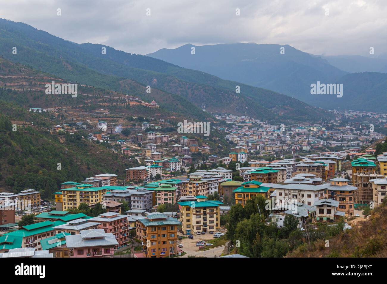 Thimphu, Bhutan - October 26, 2021: Aerial view cityscape of Bhutan ...