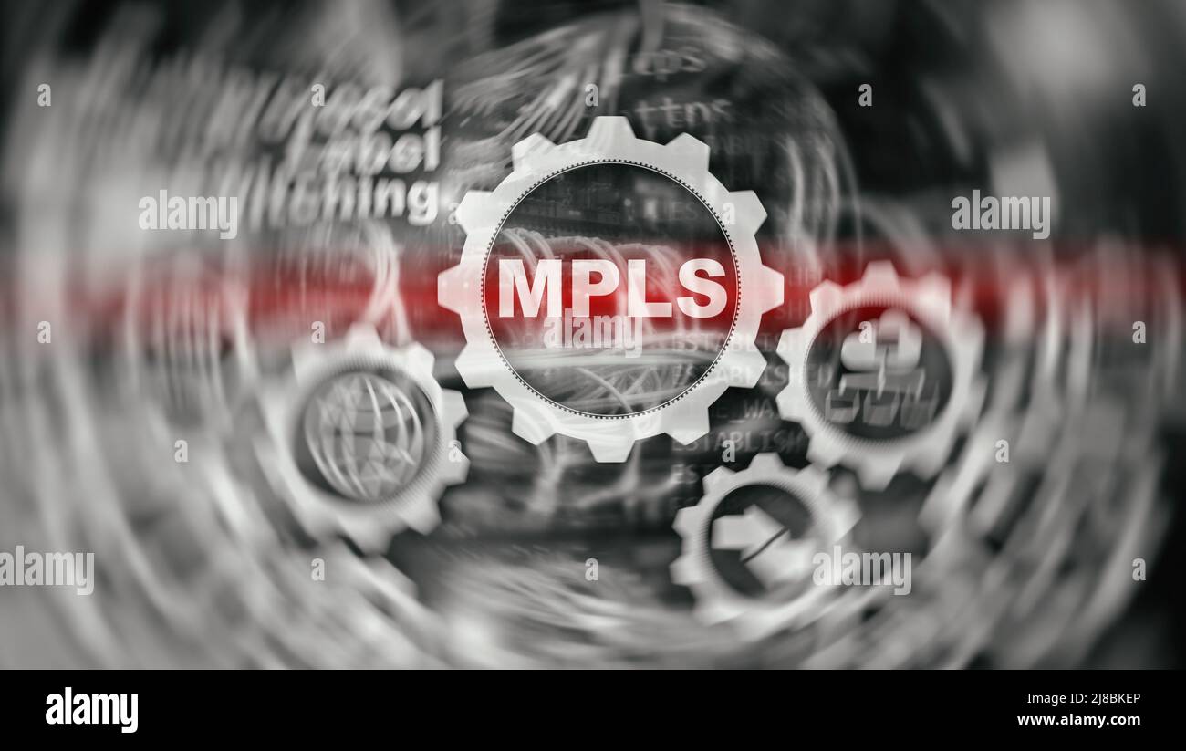 MPLS. Multiprotocol Label Switching. Networks Concept on virtual screen ...