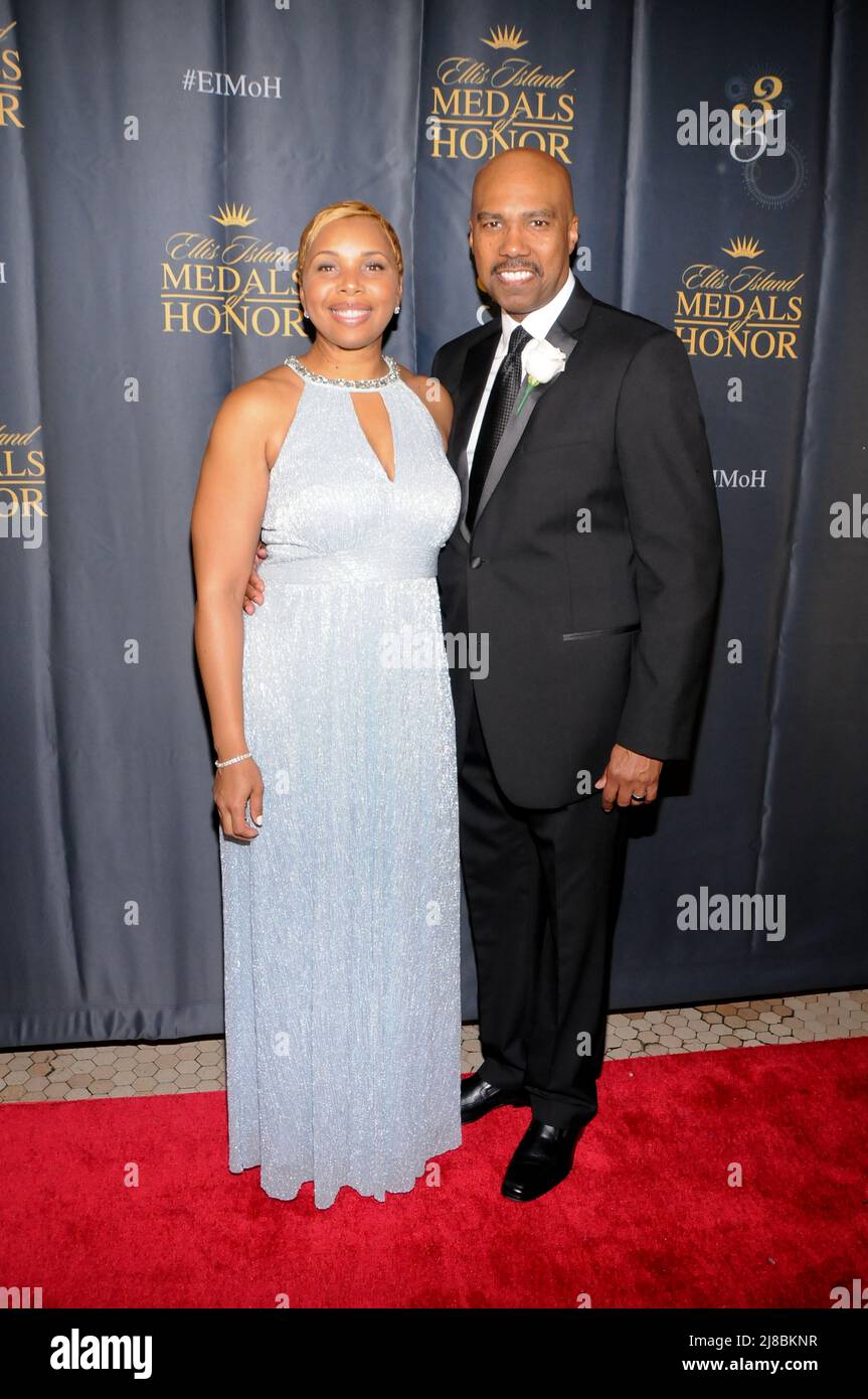 Asure Contee and Robert Contee attend the 35th Anniversary Ellis Island ...