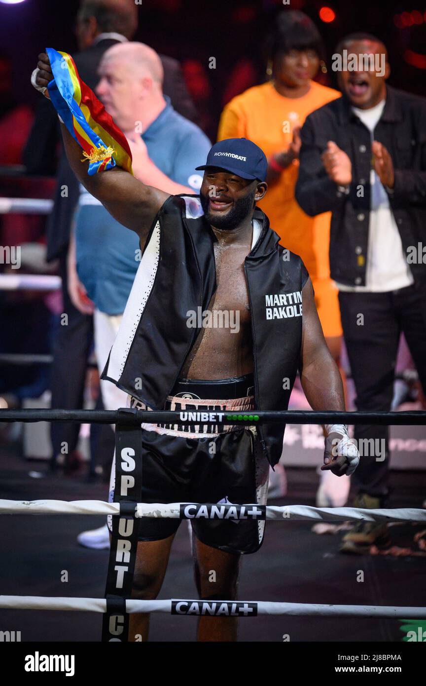 Martin Bakole of England reacts after winning an international ...