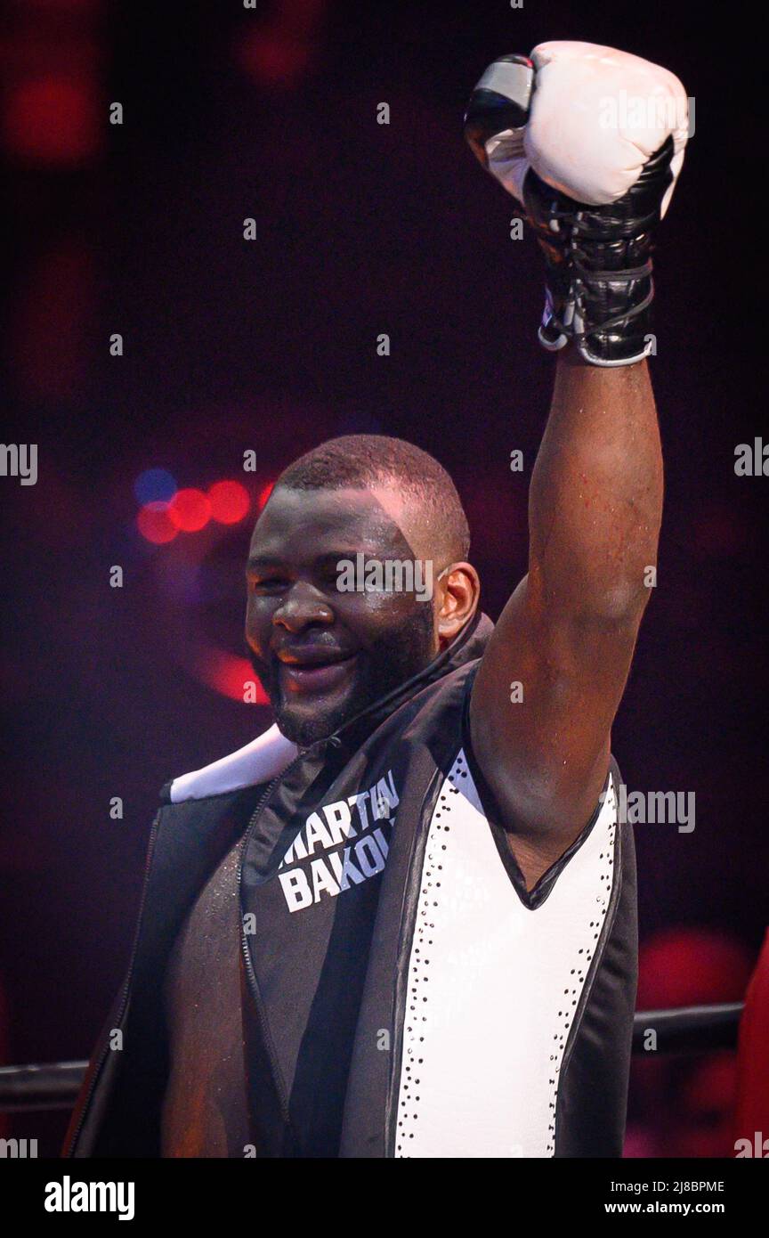 Martin Bakole of England reacts after winning an international ...