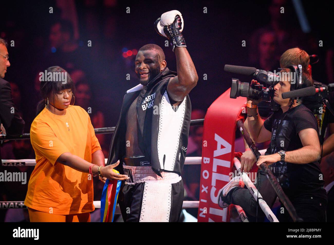 Martin Bakole of England reacts after winning an international ...