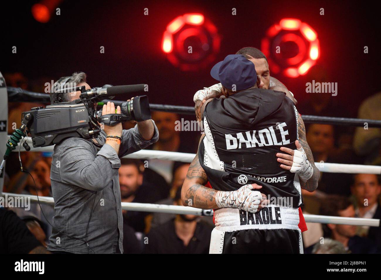 Martin Bakole of England reacts after winning an international ...