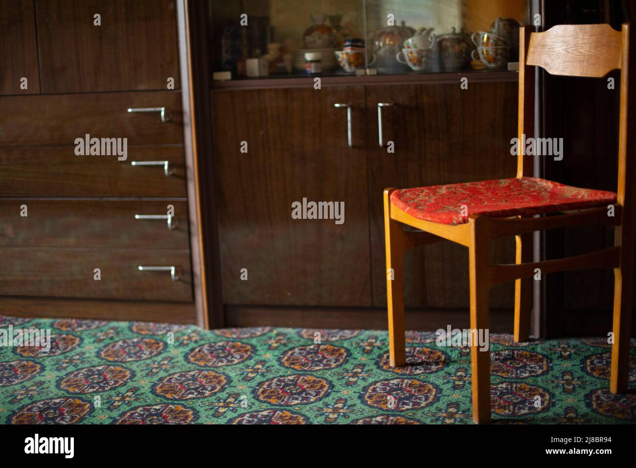 Chair in room. Old interior. Style of furniture in Eastern Europe ...