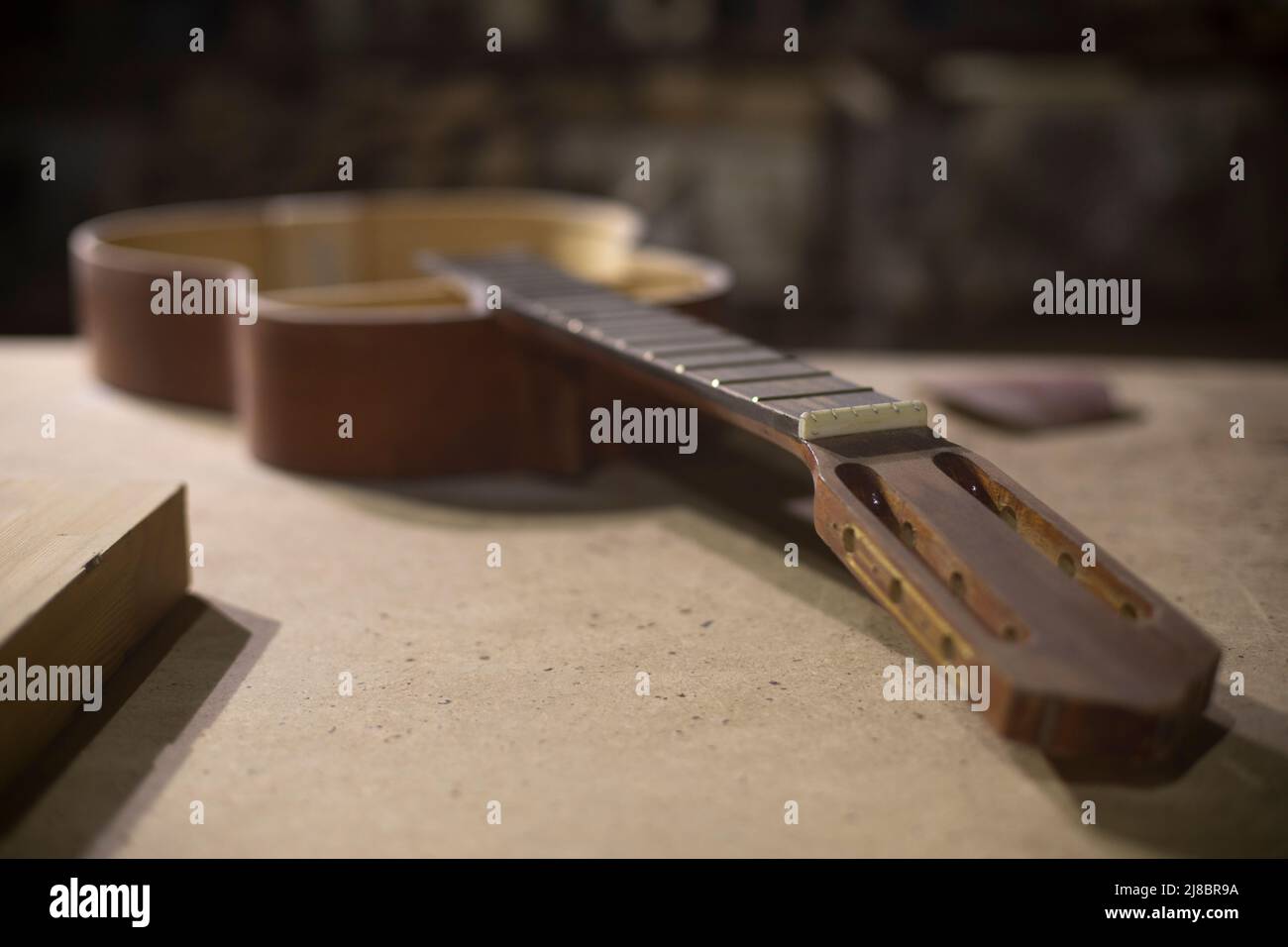 Guitar without body. Acoustic guitar repair. Musical instrument ...
