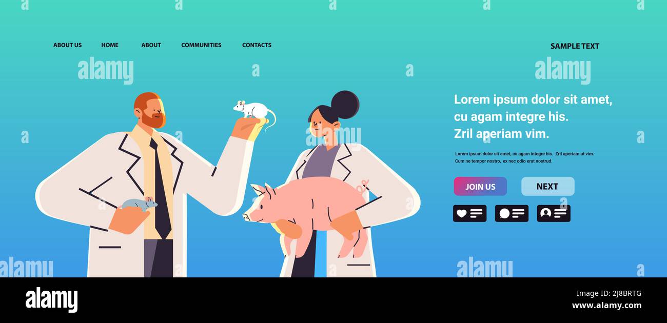 scientists or veterinary workers doing experiments in lab with ...