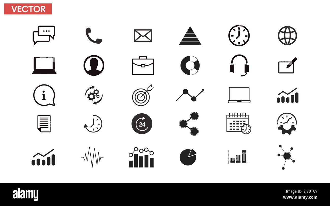 Work and Productivity Icon Set. Vector isolet collection of work ...