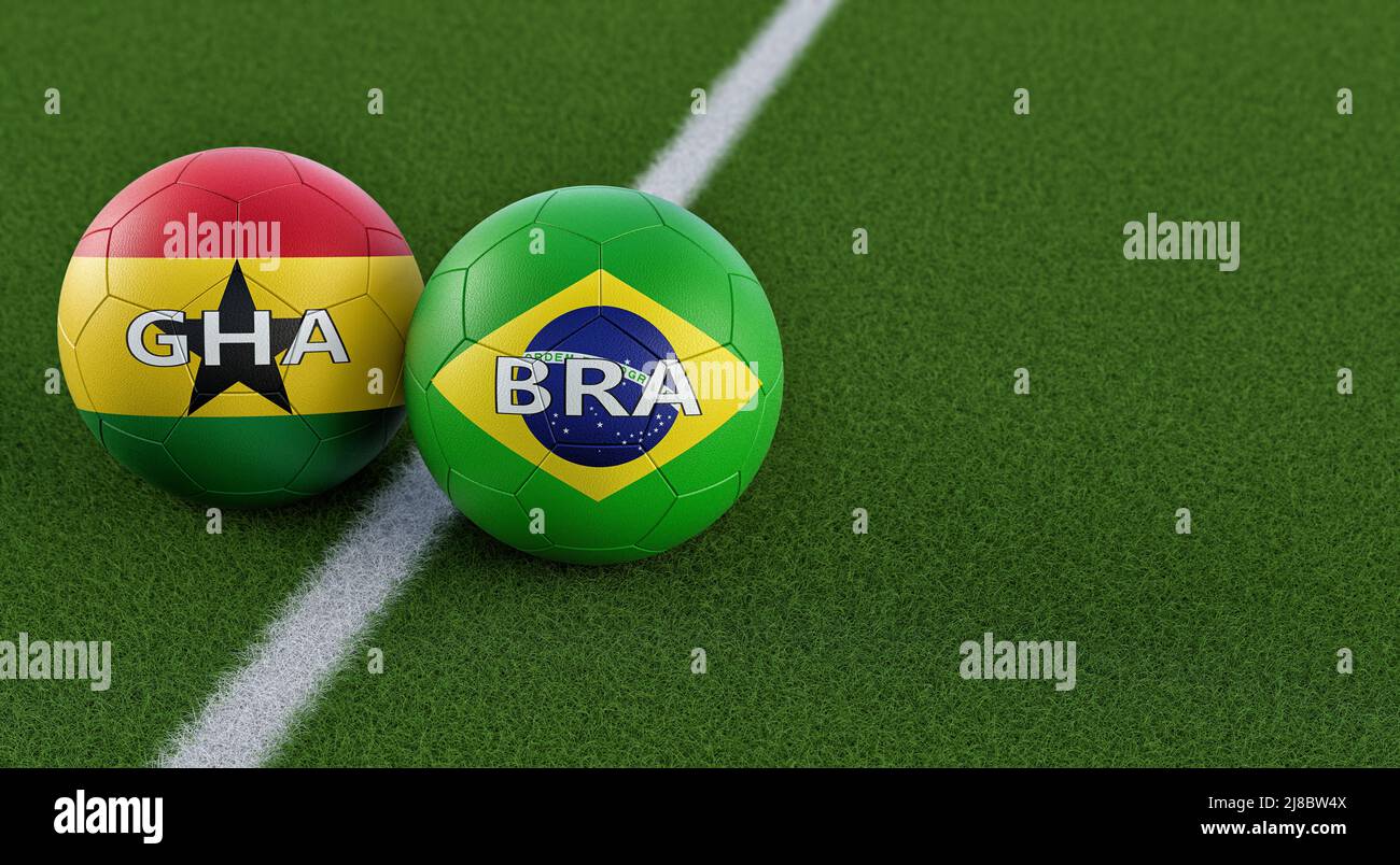 Brazil vs. Ghana Soccer Match - Leather balls in Brazil and Ghana ...