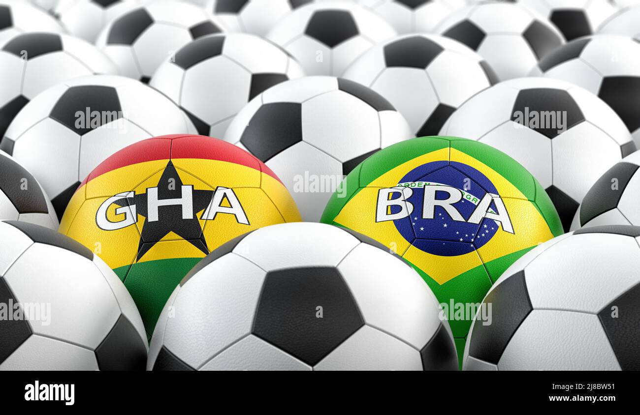 Brazil vs. Ghana Soccer Match - Leather balls in Brazil and Ghana ...