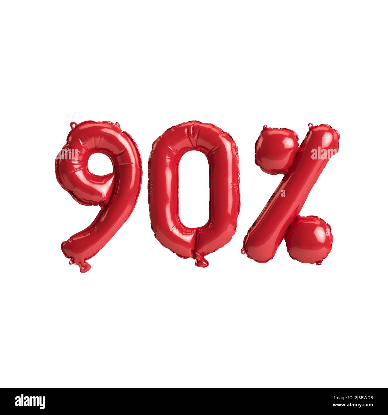 3d illustration red balloons shape 90% isolated on white background ...