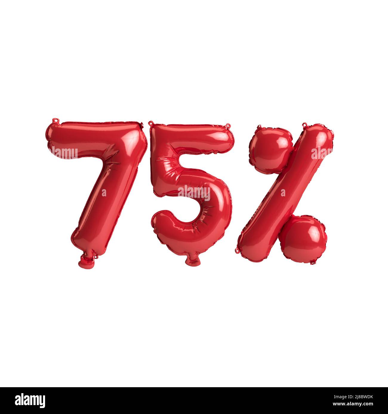3d illustration red balloons shape 75% isolated on white background ...