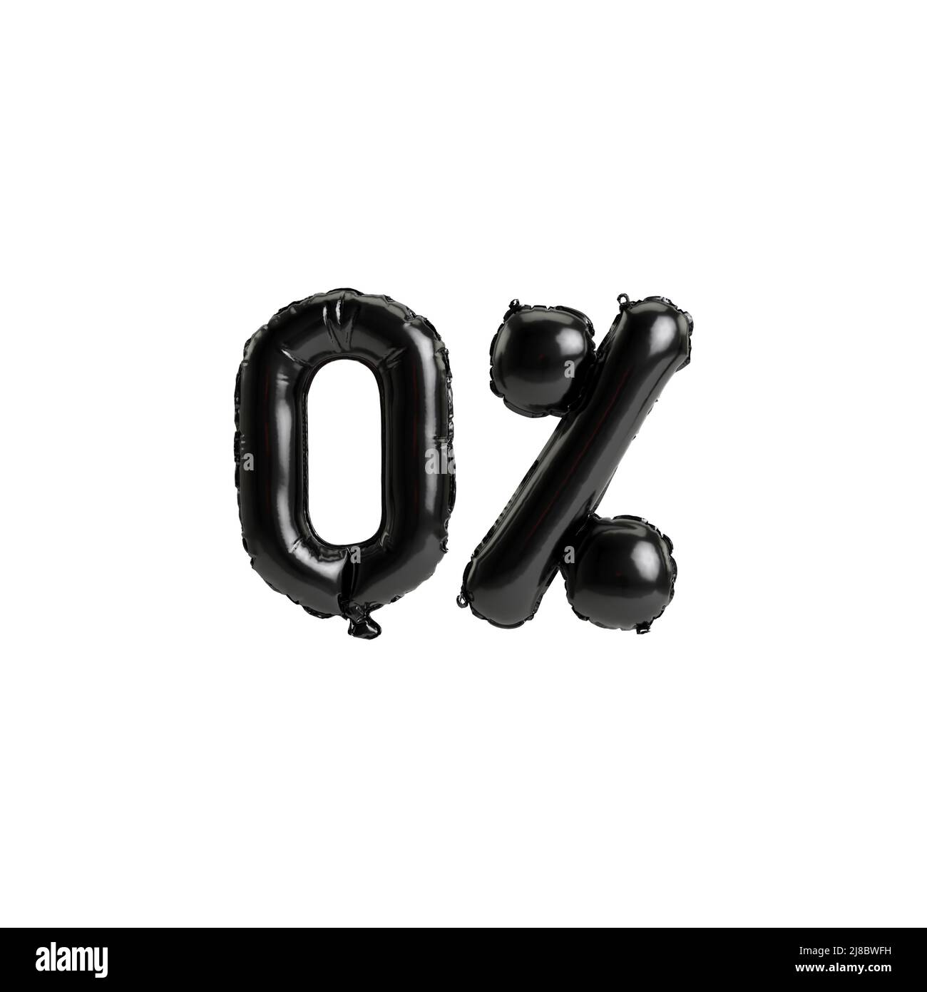 3d illustration black balloons shape 0% isolated on white background ...