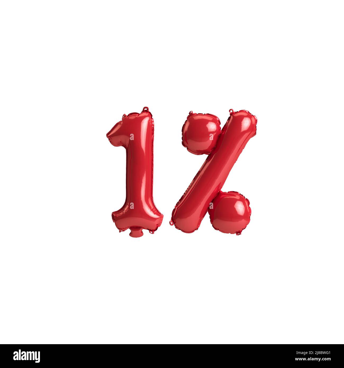 3d illustration red balloons shape 1% isolated on white background ...