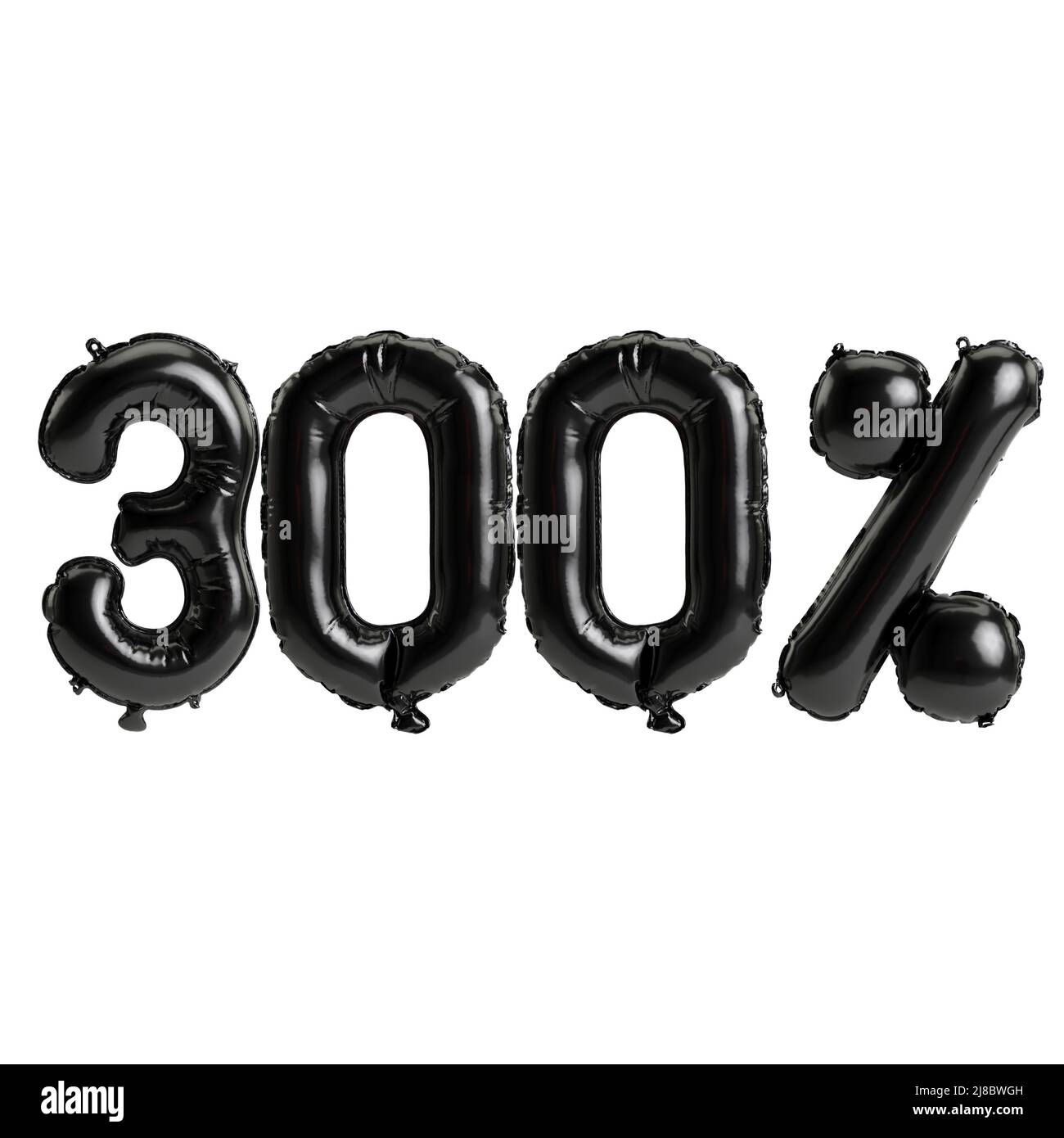 3d illustration black balloons shape 300% isolated on white background ...
