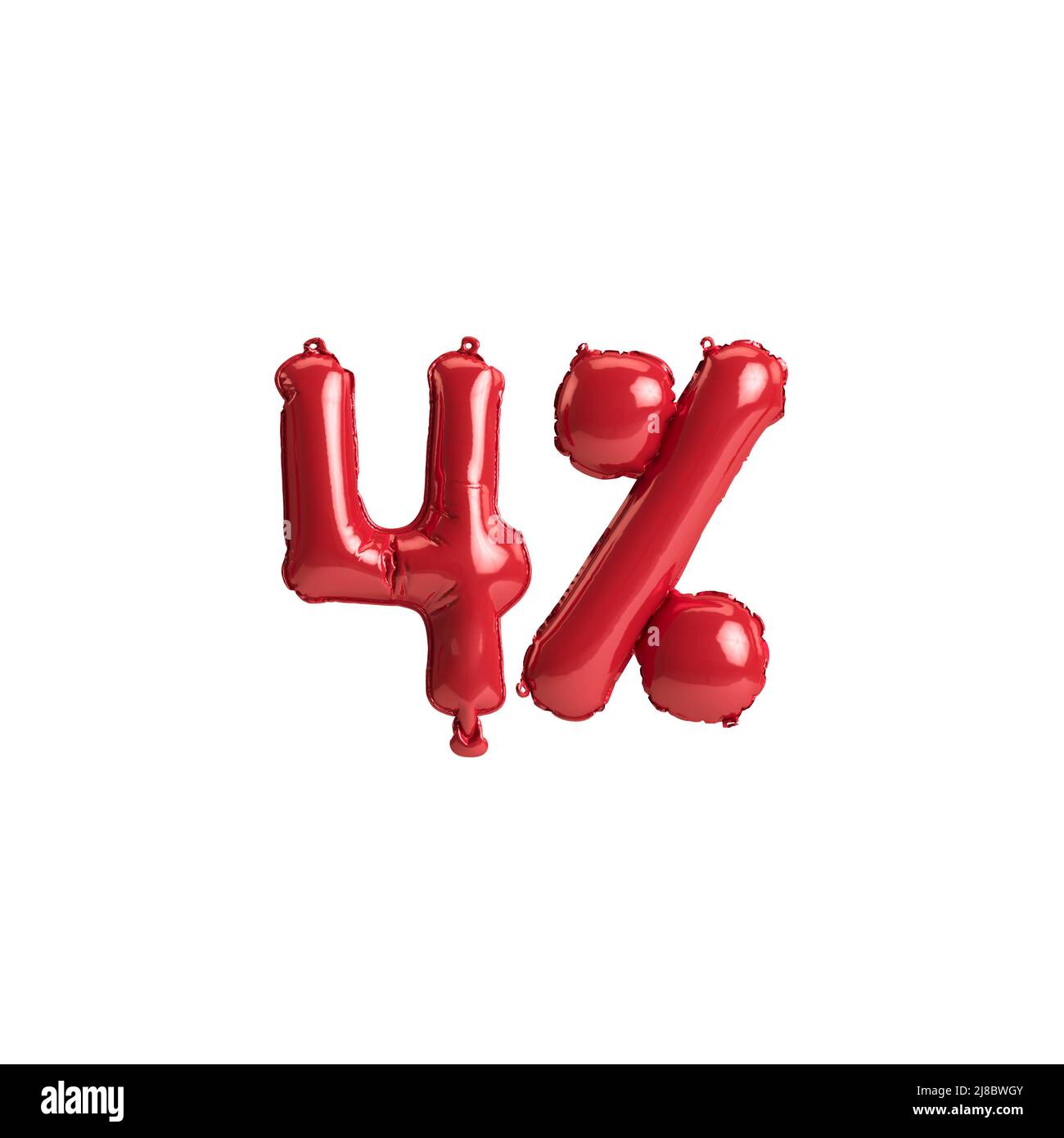 3d illustration red balloons shape 4% isolated on white background ...