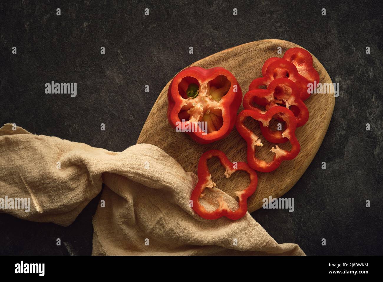 red sweet pepper sliced into rings Stock Photo - Alamy