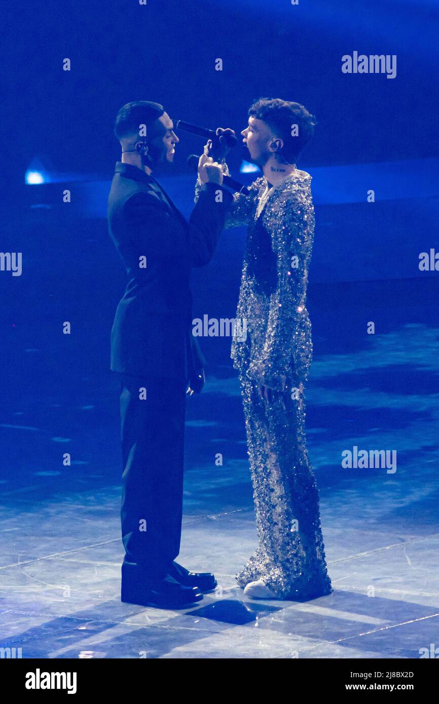 Manhood and Blanco from Italy perform at the grand-final of Eurovision ...