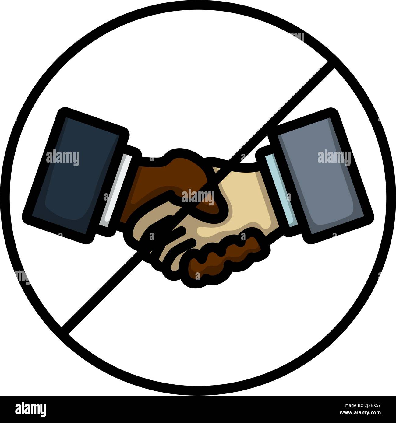 No Hand Shake Icon. Editable Bold Outline With Color Fill Design ...