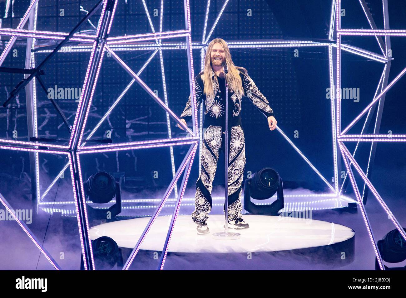 Sam Ryder from UK performs the grand-final of Eurovision Song Contest ...